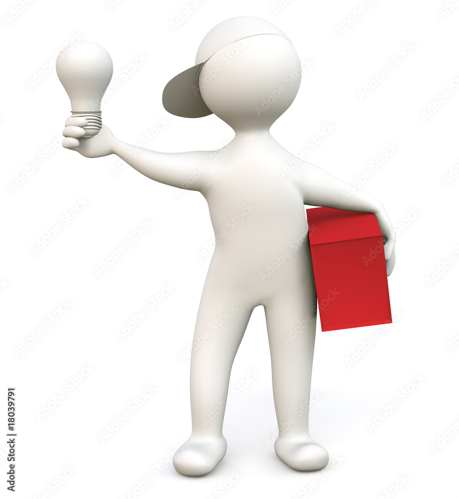 3D Man with Light Bulb Stock Illustration | Adobe Stock