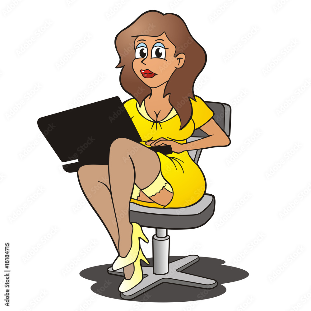 Sexy Sekretärin Brunette Stock Illustration Adobe Stock