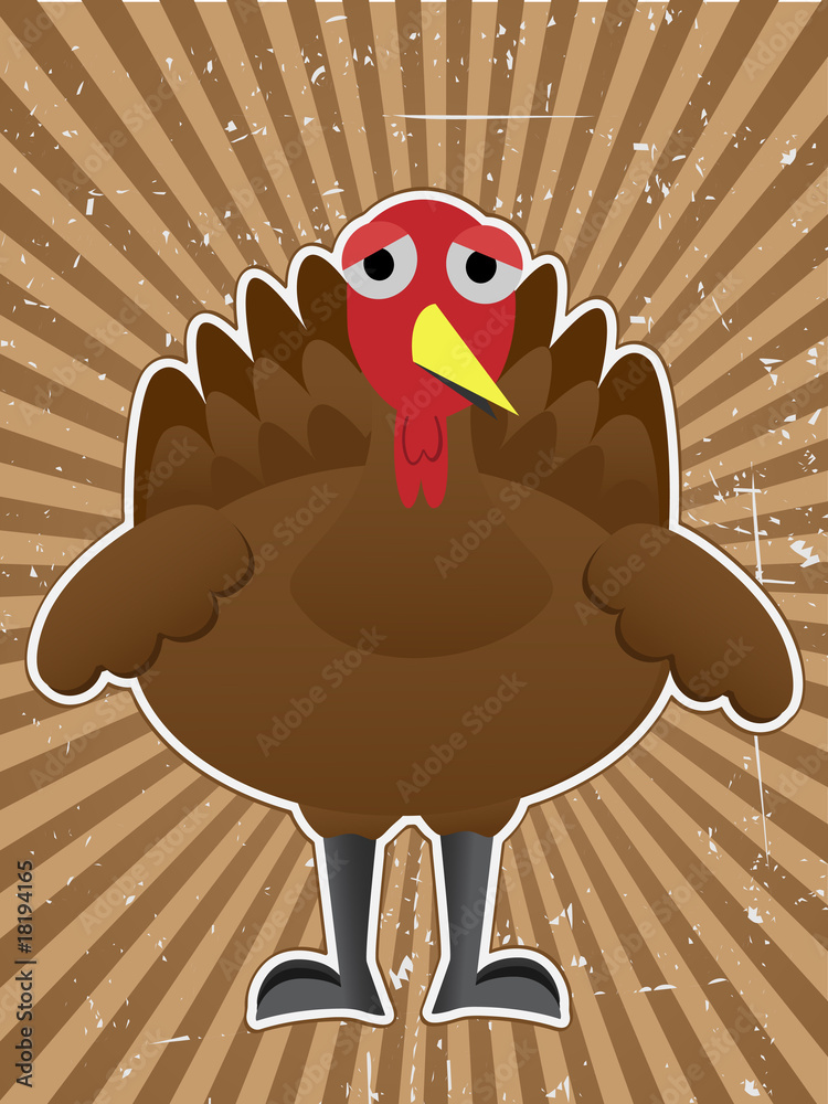 Cartoon Turkey Bird Outline by grungy raybeam background Stock Vector ...