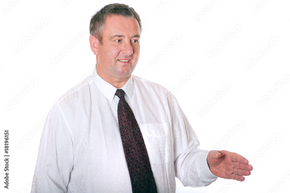 mit linker hand zeigen Stock-Foto | Adobe Stock