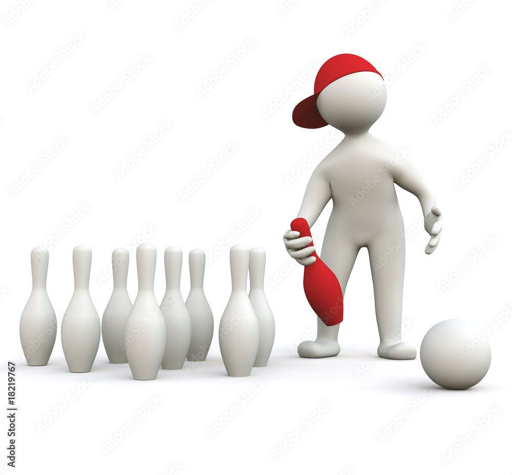3D Man Ninepins Stock Illustration | Adobe Stock