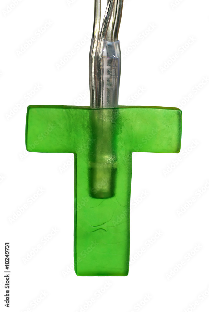 Green letter 'T' shaped light. Stock Photo | Adobe Stock