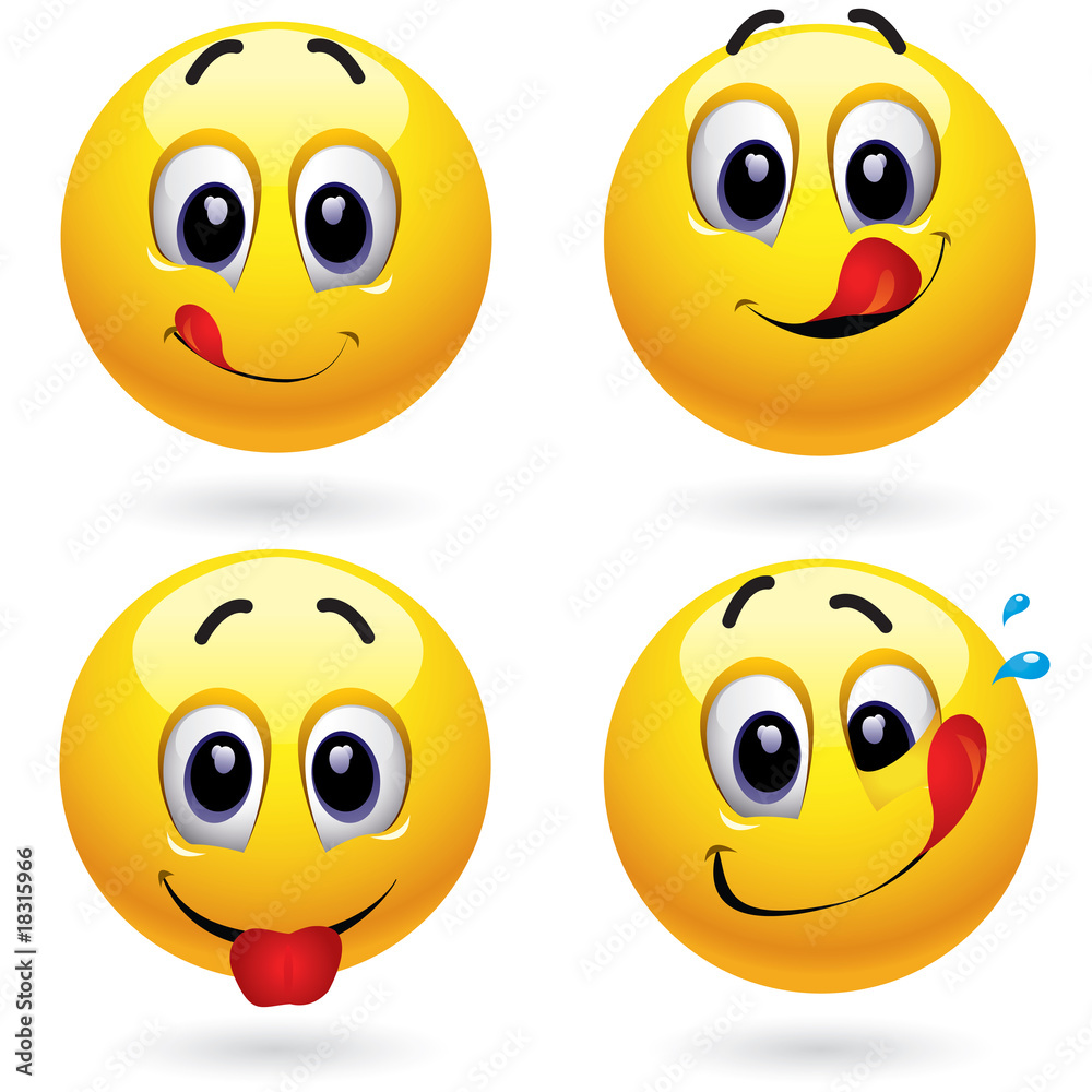Smiley balls in temptation of tasting sweets Stock-Vektorgrafik | Adobe ...