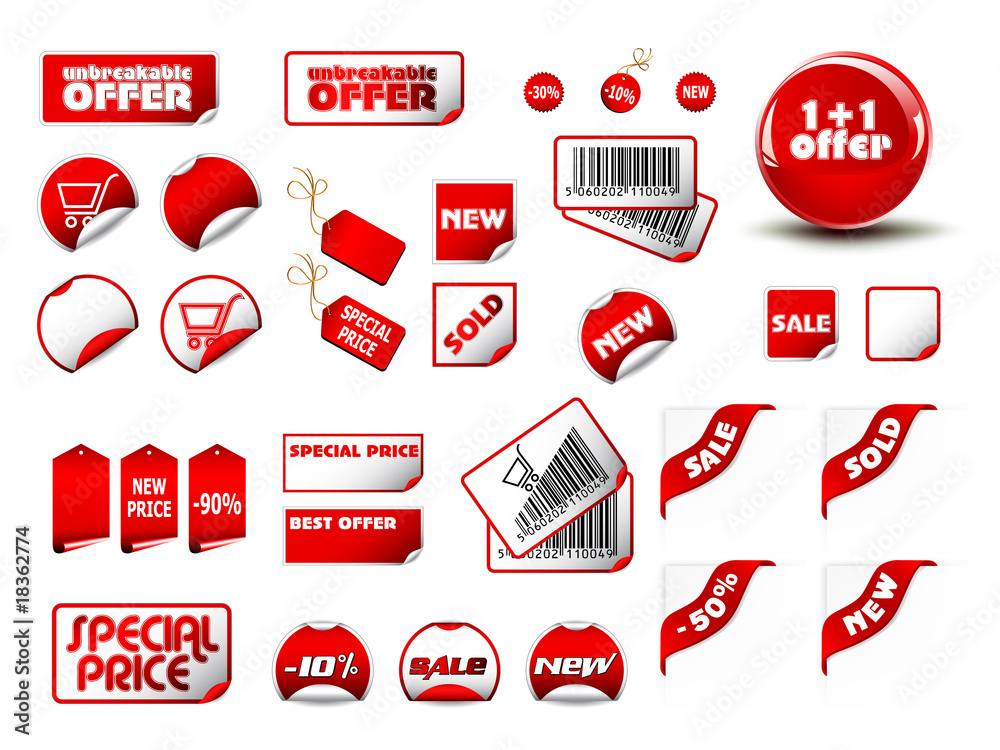 big set of vector price tags & labels Stock Vector | Adobe Stock