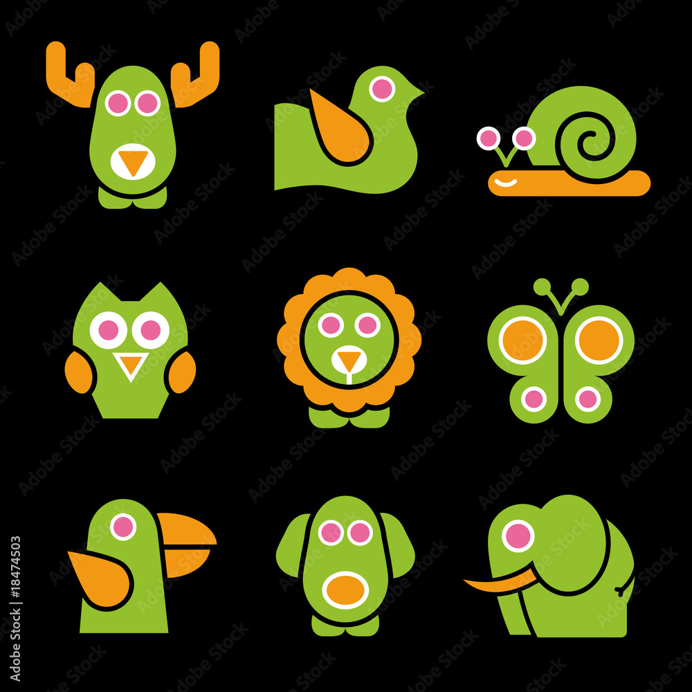 Stylized Animals Stock Vector | Adobe Stock