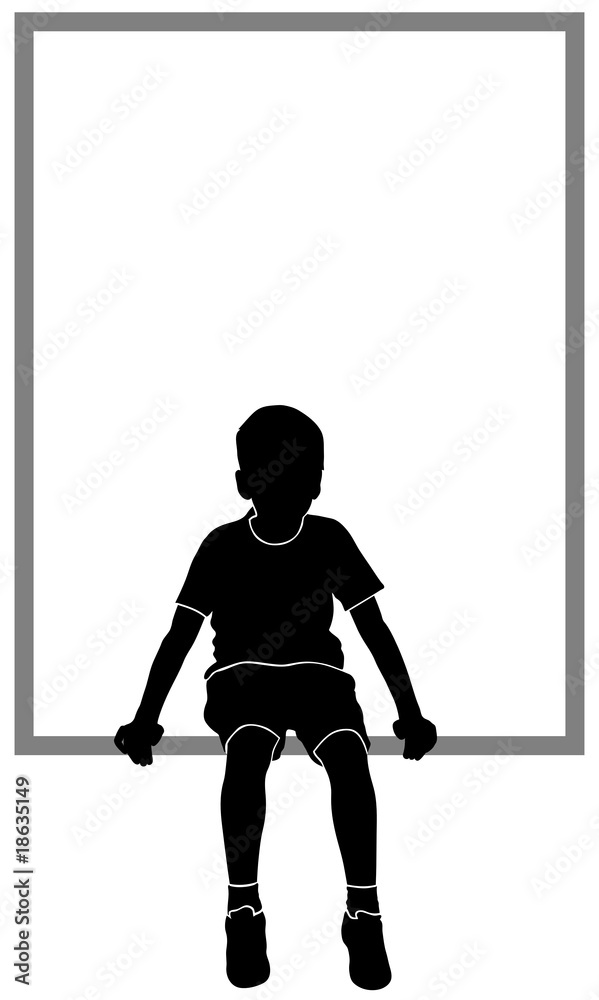 isolated silhouette of sitting boy - vector Stock Vector | Adobe Stock