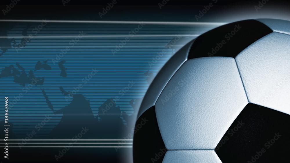 Rotating football, world map is on the background. Cycle (loop) Stock ...