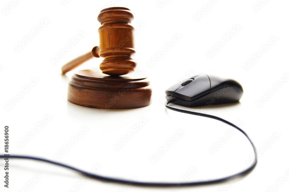 computer mouse and judges court gavel, on white Stock Photo | Adobe Stock