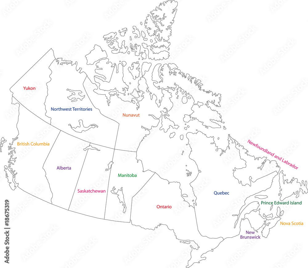 Canada map with provinces Stock Vector | Adobe Stock