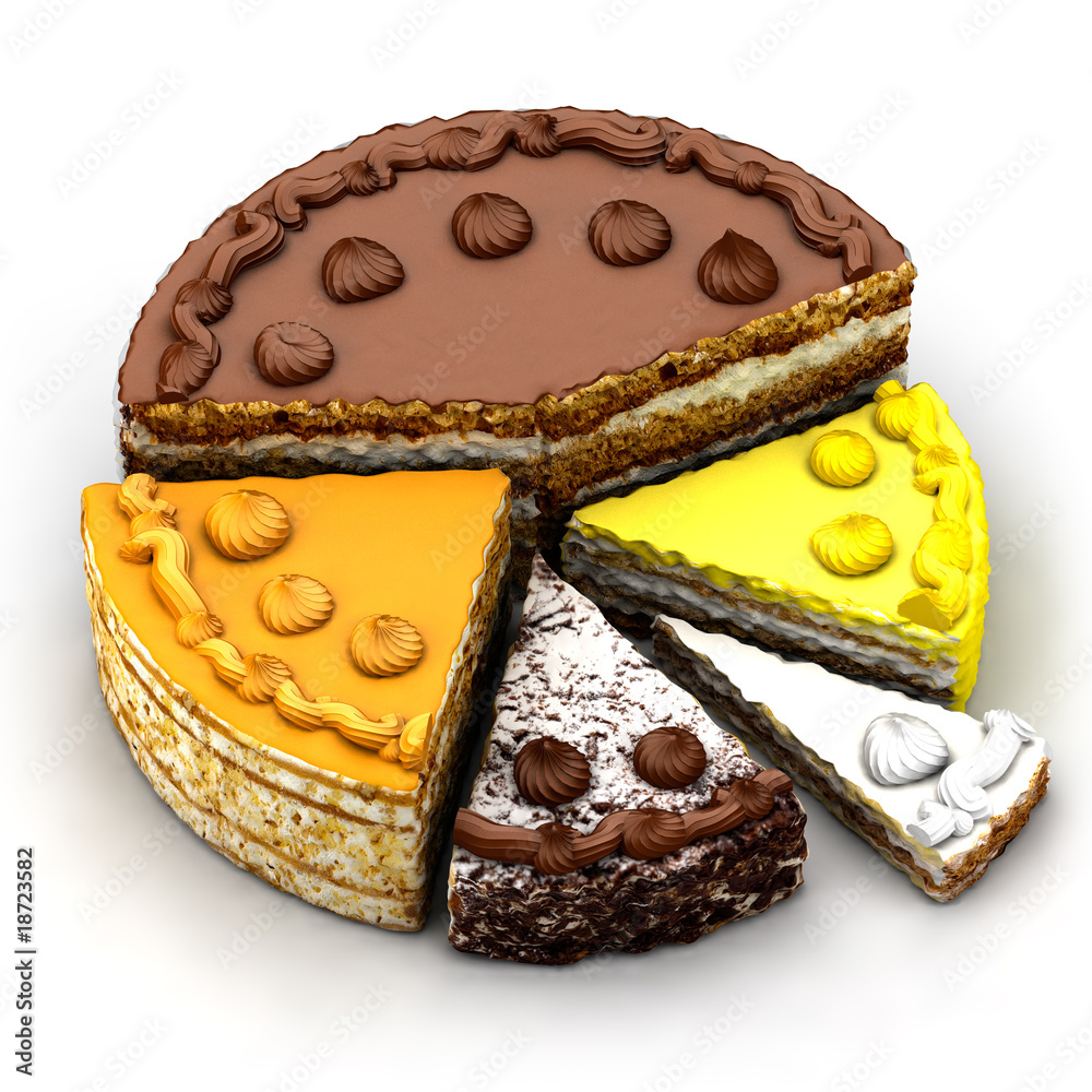 Pie chart of the different piece of pie Stock Illustration | Adobe Stock