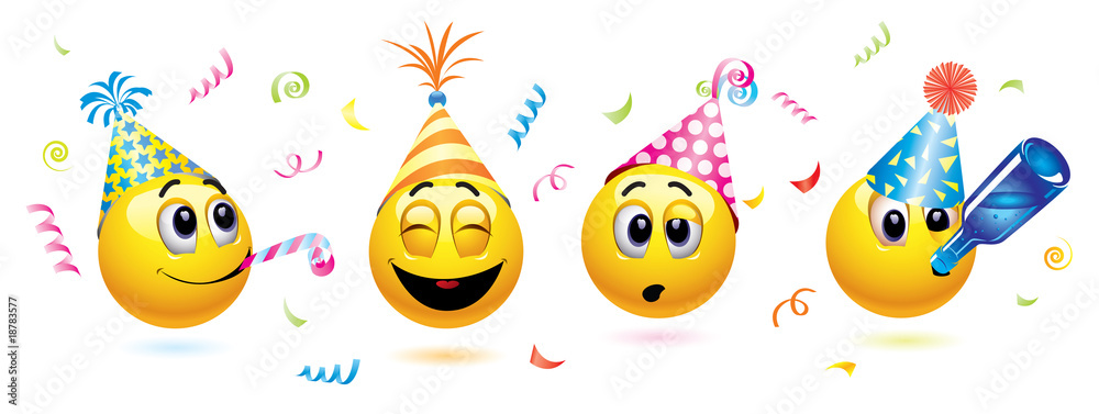 Smiley balls going to a party Stock Vector | Adobe Stock
