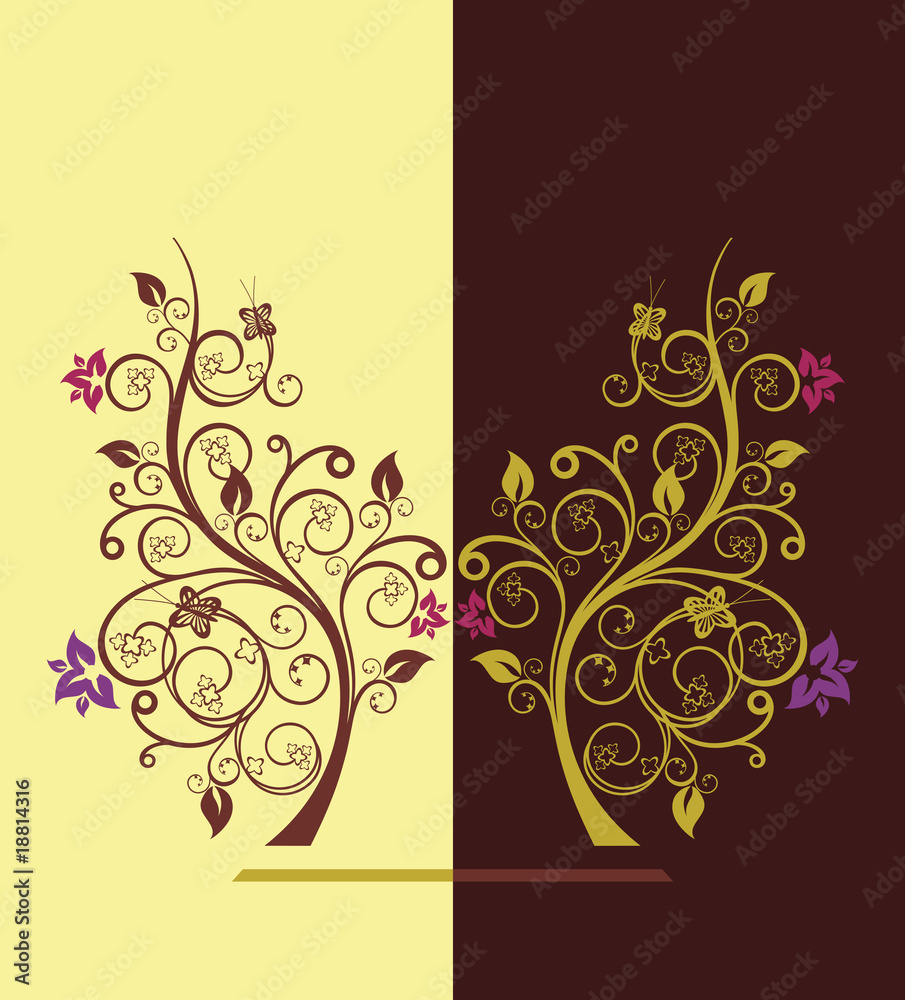 Flowering tree vector illustration Stock Vector | Adobe Stock