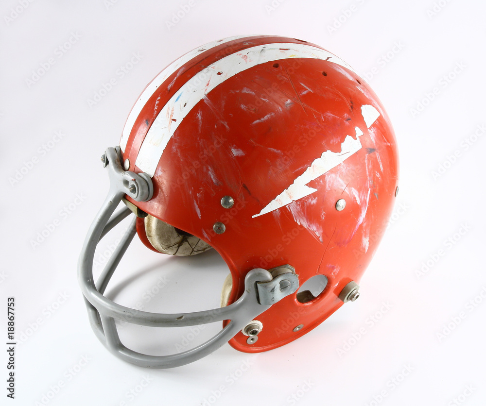 Old used football helmet top view Stock Photo | Adobe Stock