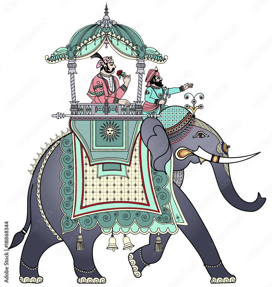 Vector illustration of a decorated Indian elephant Stock Vector | Adobe ...
