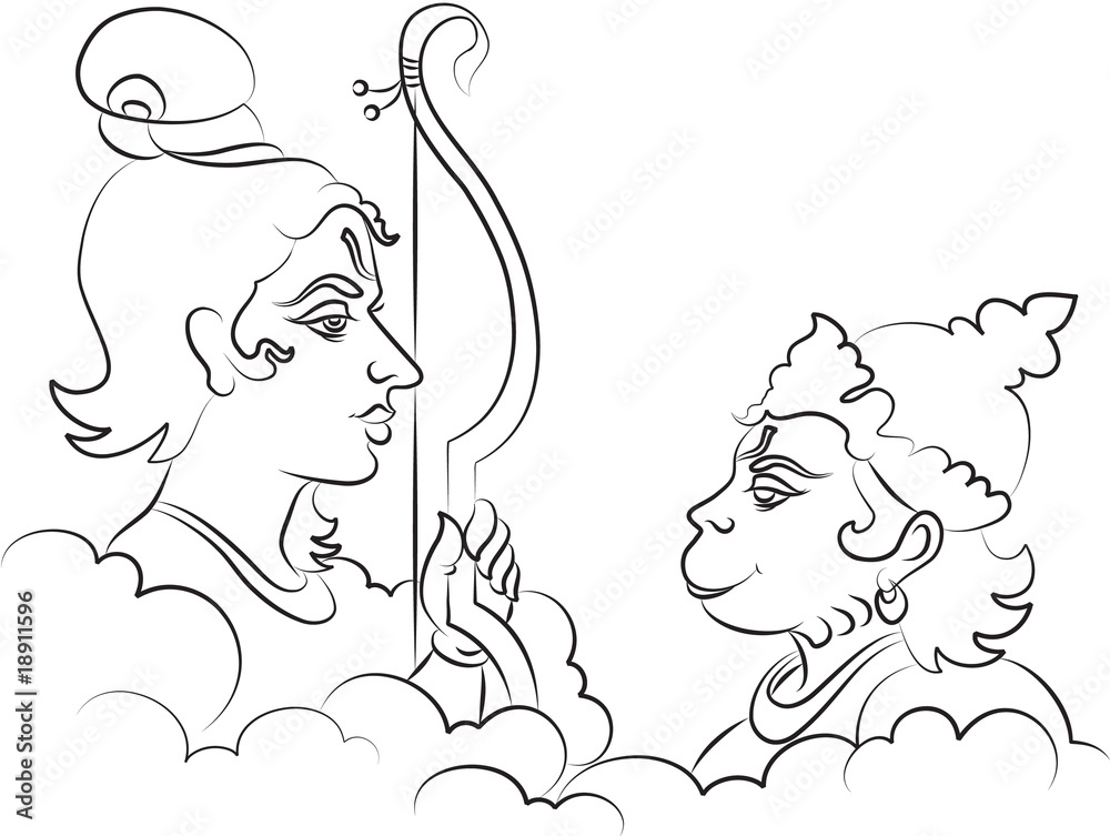 Ram and Hanuman Stock Vector | Adobe Stock