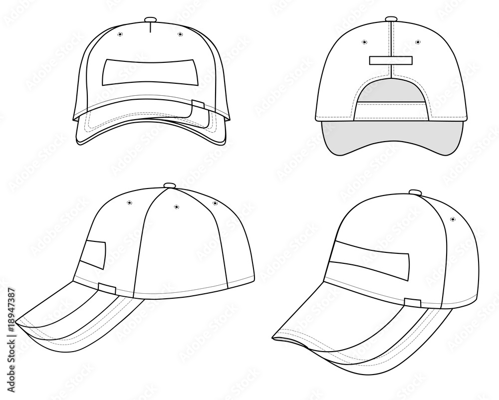 Outline cap vector illustration isolated on white Stock Vector | Adobe ...
