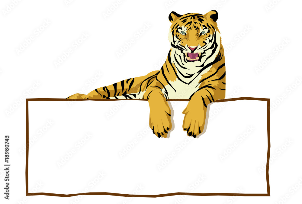 Tiger and Signboard Stock ベクター | Adobe Stock