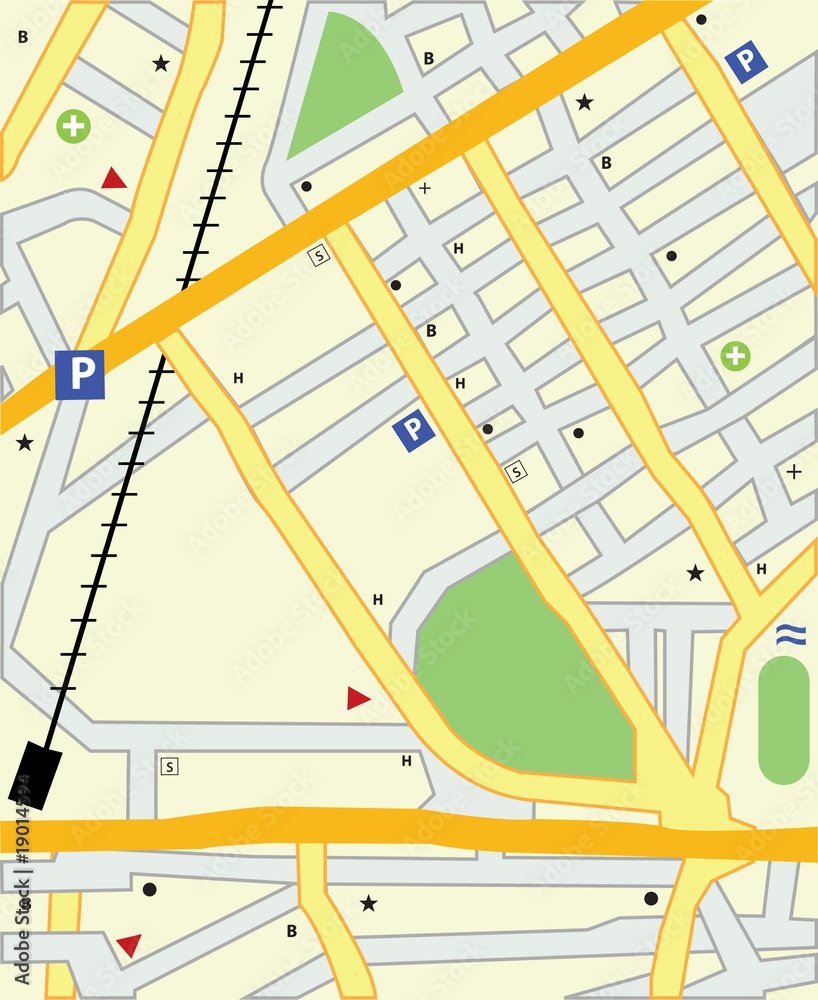 vector street map of a generic city with no name Stock Vector | Adobe Stock