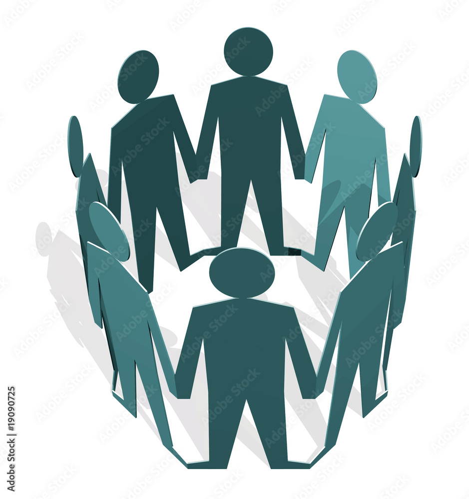 Human figures holding hands in a circle Stock Illustration | Adobe Stock