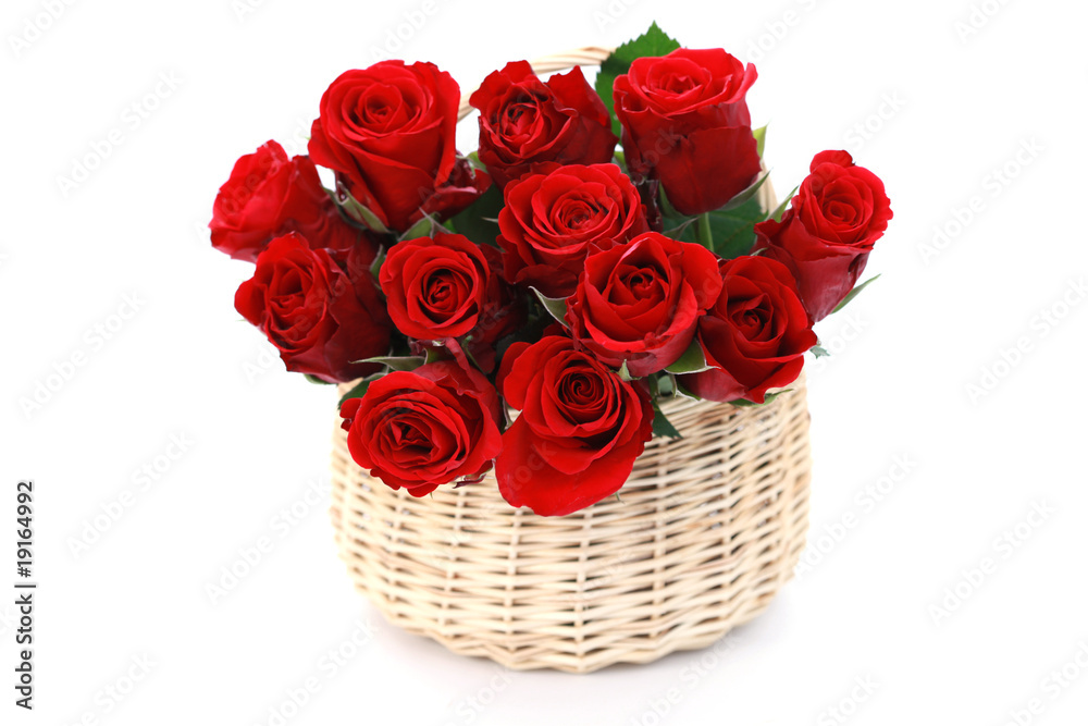 basket full of red roses Stock Photo | Adobe Stock