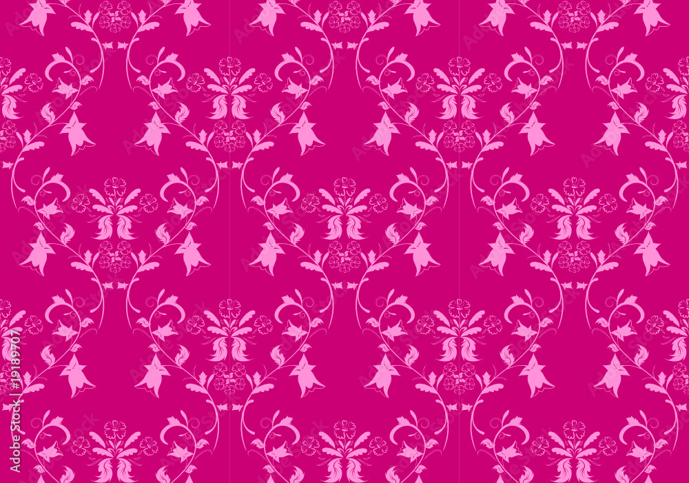 Seamless pink damask background Stock Vector | Adobe Stock