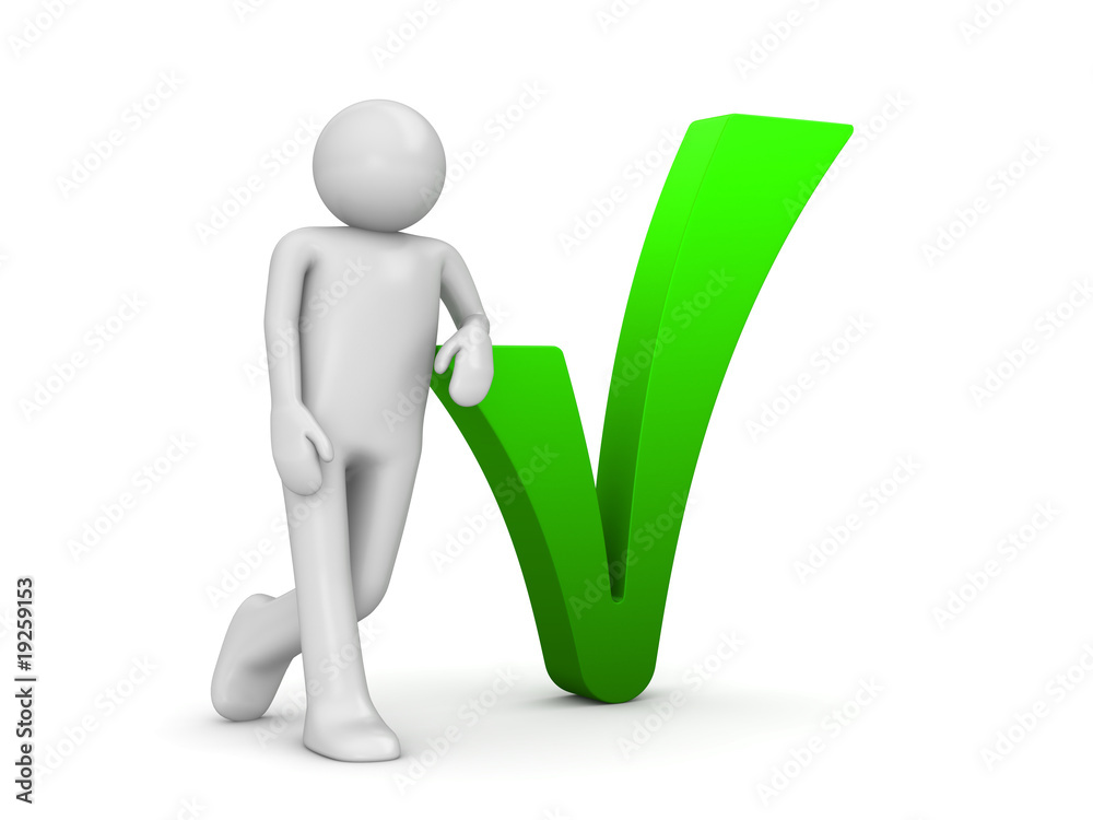 Check me out series (3d character stands near green check sign) Stock ...