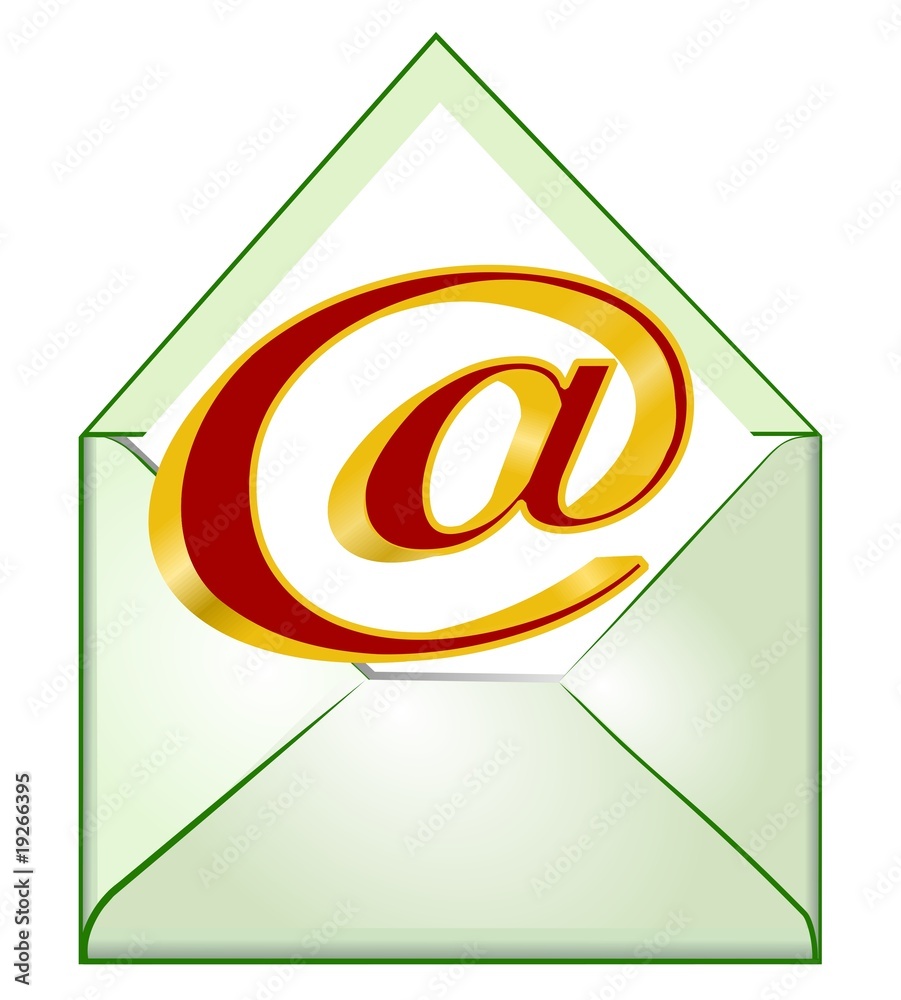 E-mail symbol, opened envelope with 3d at red golden sign Stock Vector ...