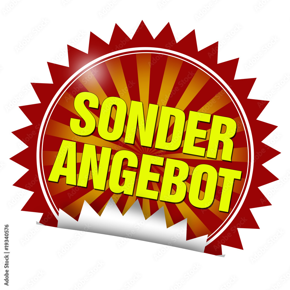 aufkleber button sonderangebot rot gelb angebot billig Stock ...
