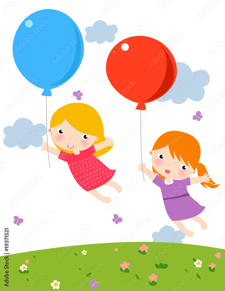 children with balloon Stock Vector | Adobe Stock