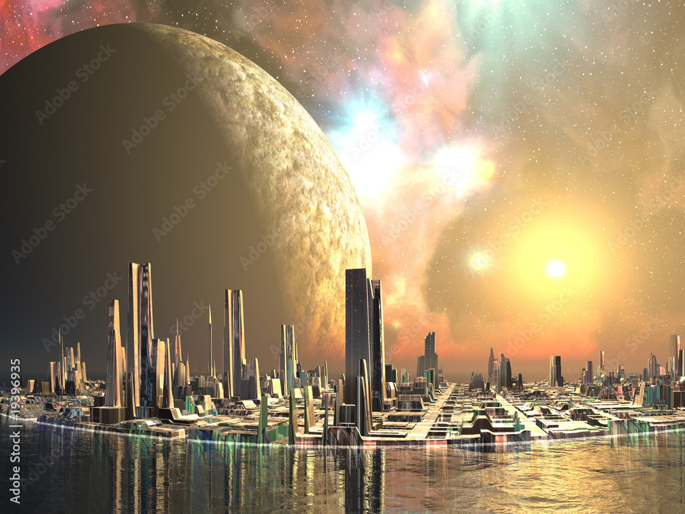 Utopia Islands - Cities of the Future Stock Illustration | Adobe Stock