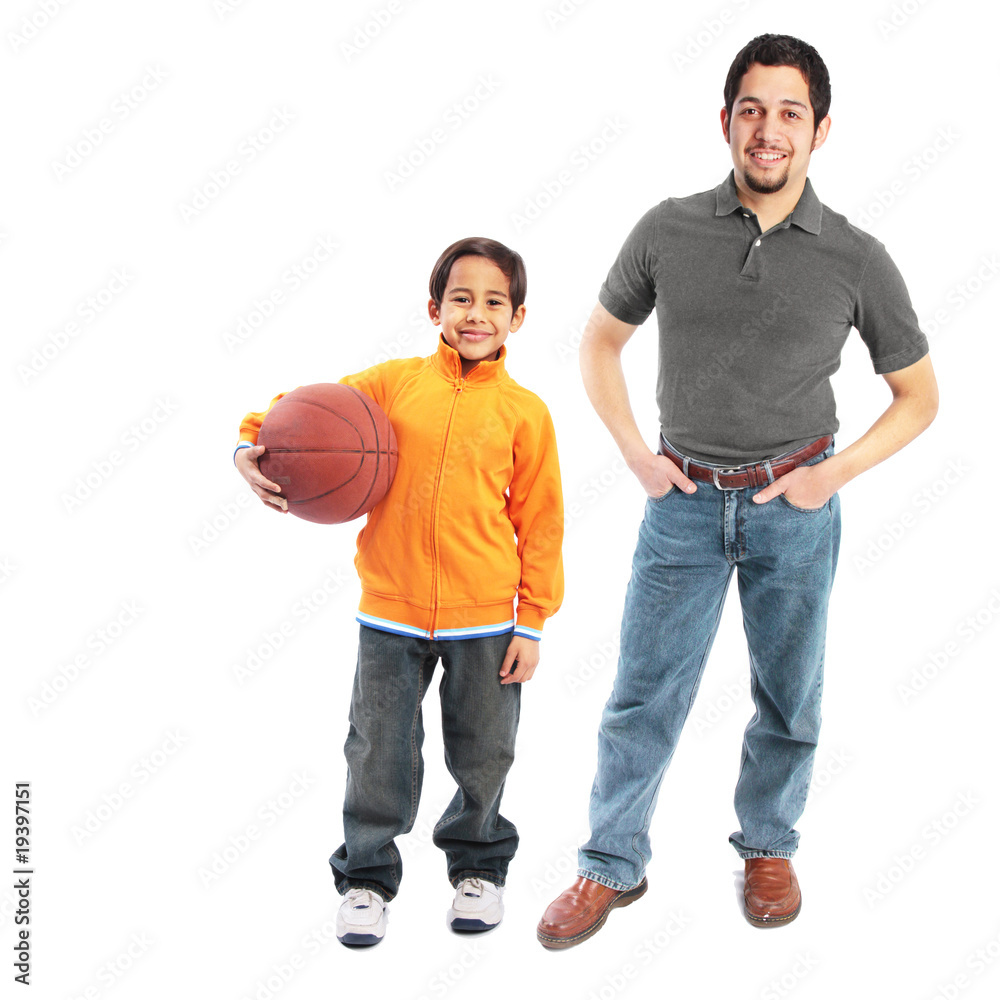 Full body of Father and son standing isolated Stock Photo | Adobe Stock