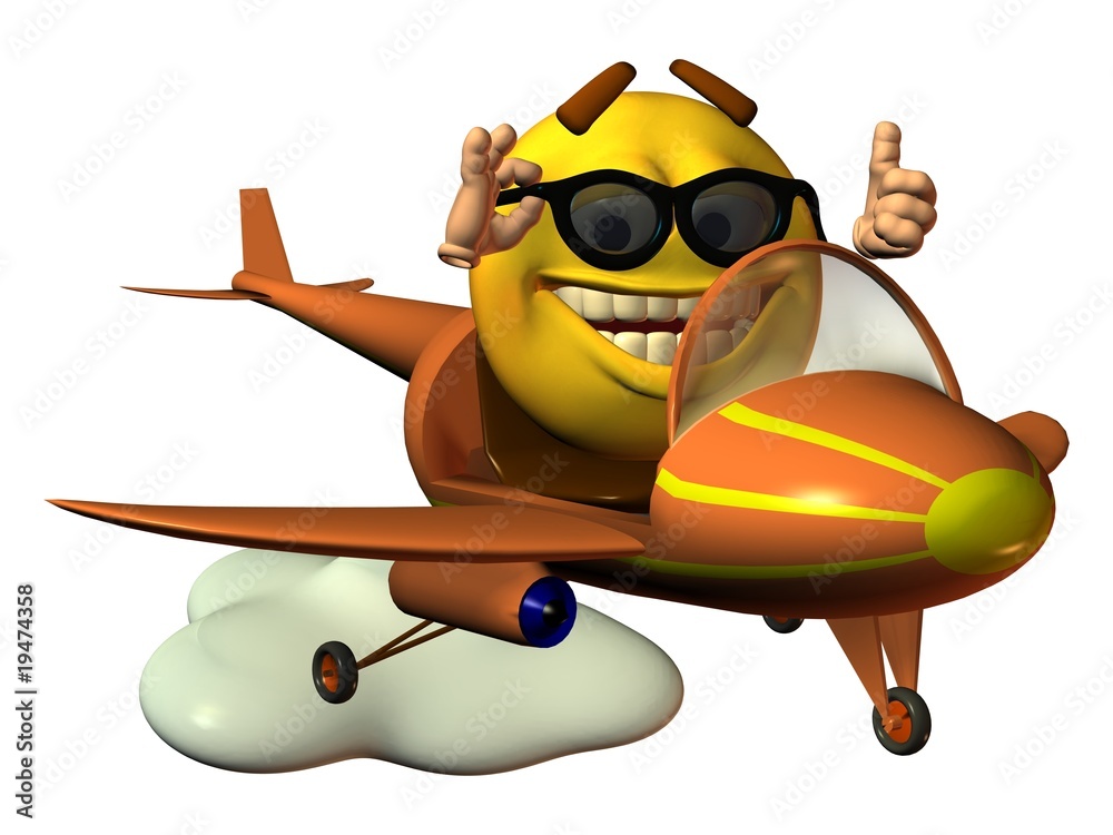 Smilie im Flugzeug Stock Illustration | Adobe Stock