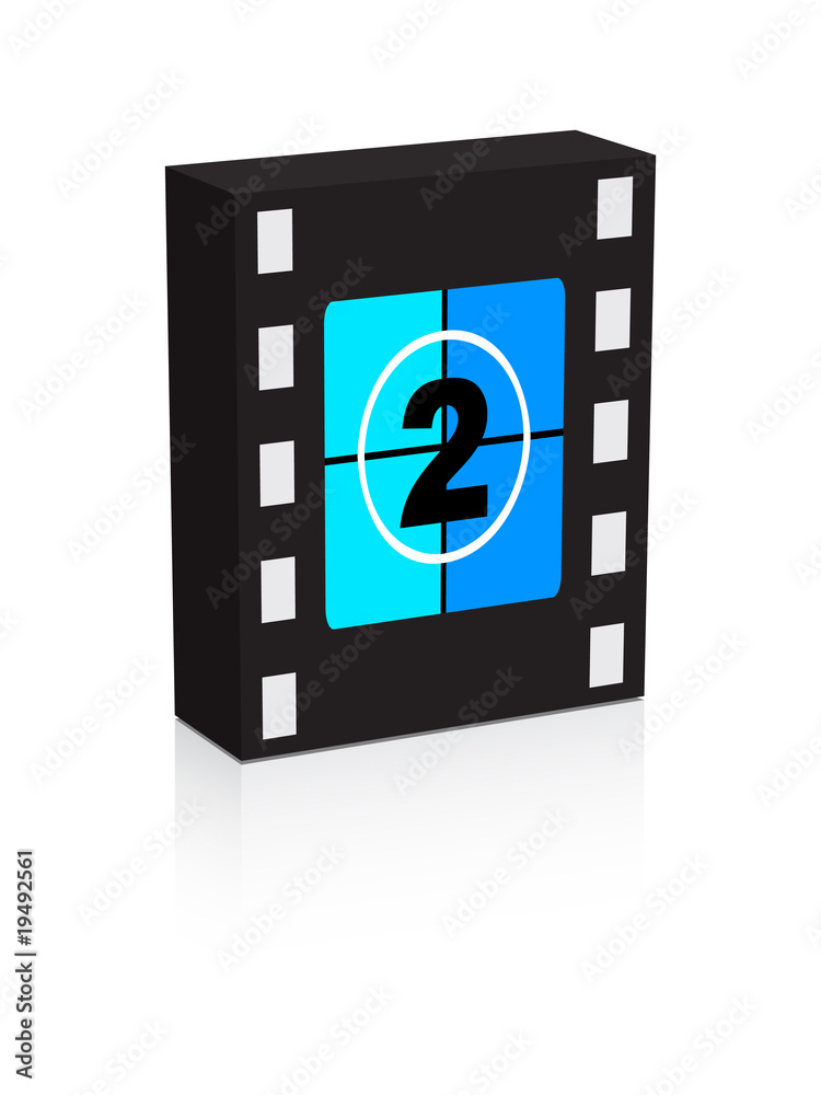 number two film strip on box vector illustration Stock Vector | Adobe Stock
