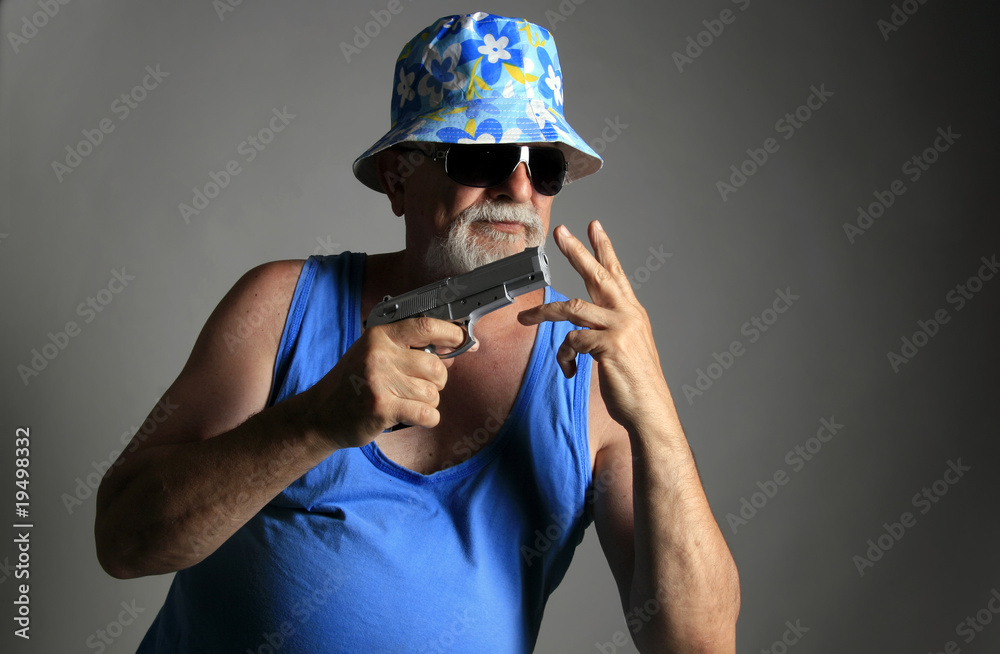 old gangster with gun Stock-Foto | Adobe Stock