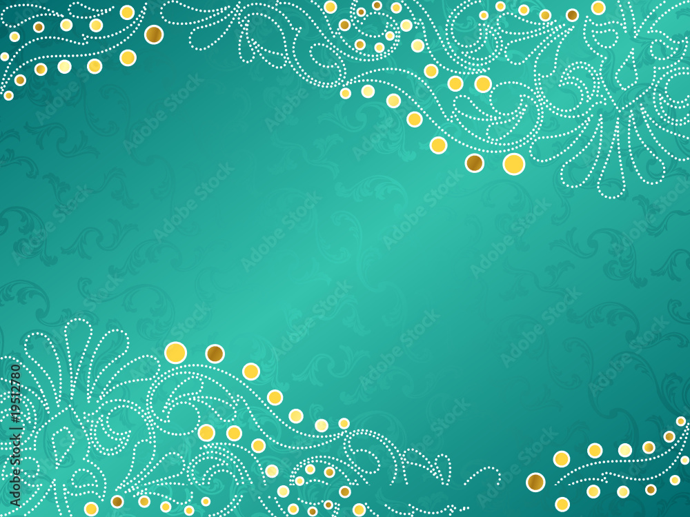 Turquoise background with delicate swirls, horizontal Stock Vector ...