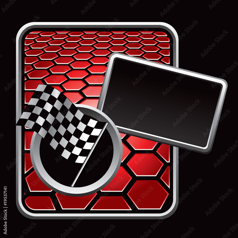 checkered flag red hexagon banner template Stock Vector | Adobe Stock
