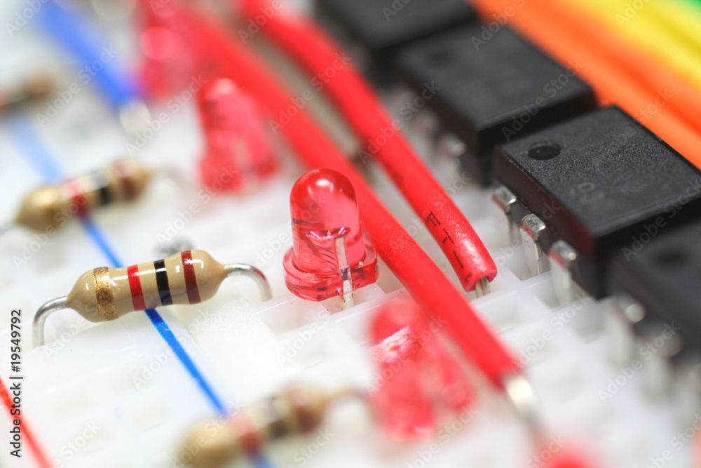 breadboard and electronic components Stock Photo | Adobe Stock