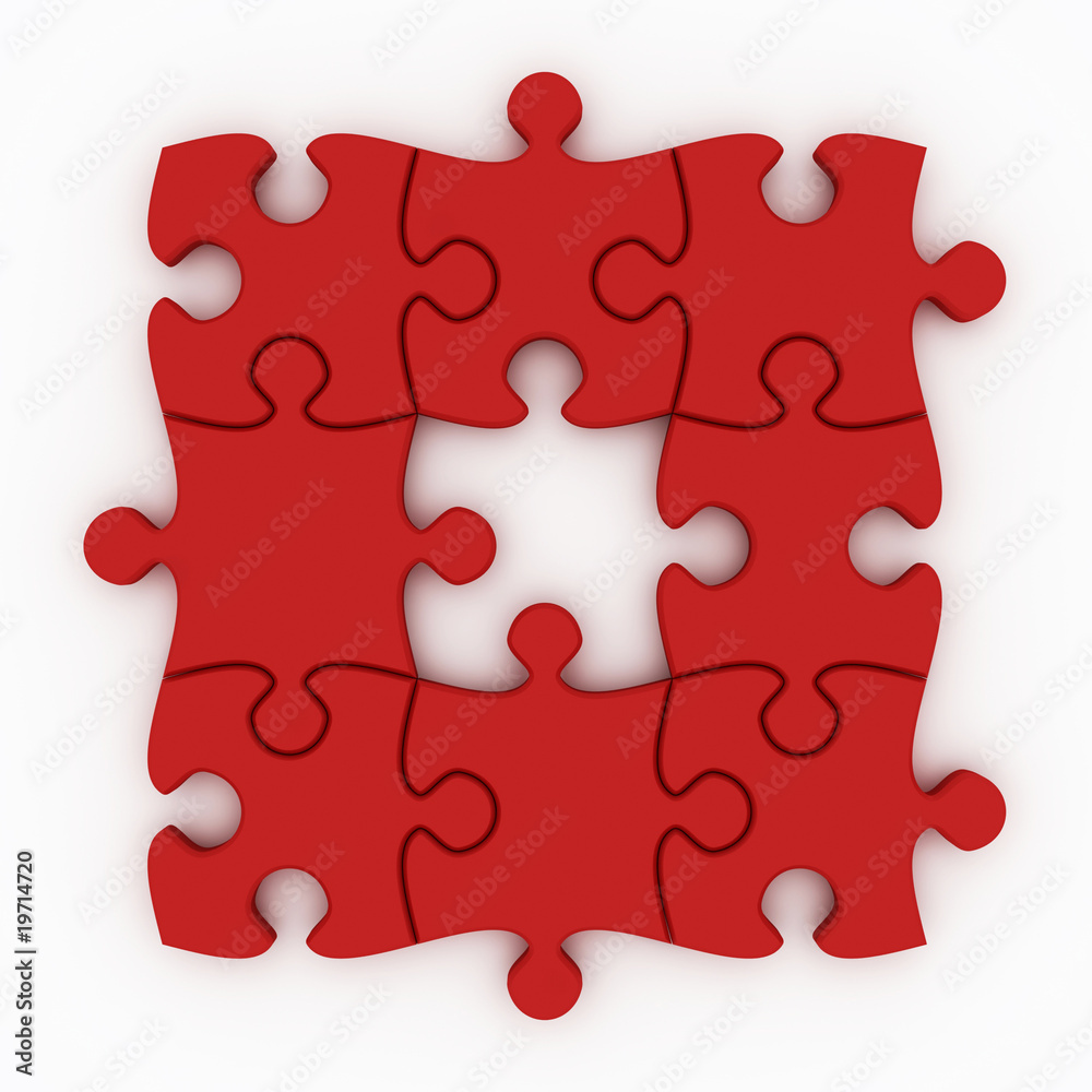 Beautiful red jigsaw puzzle Stock Illustration | Adobe Stock