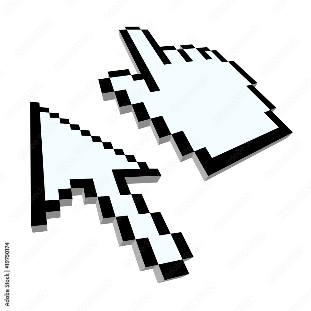 Computer hand and arrow cursors. 3d illustration Stock Illustration ...