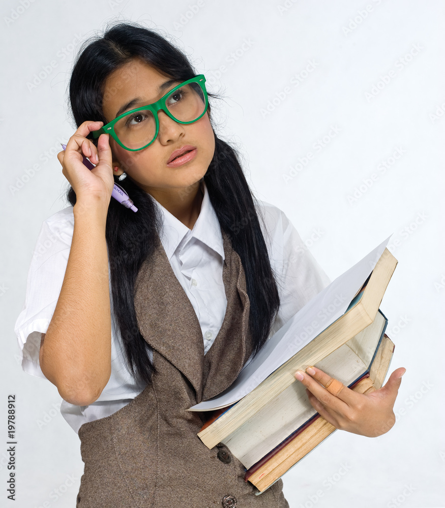 Young girl student thinking something for better futures Stock Photo ...