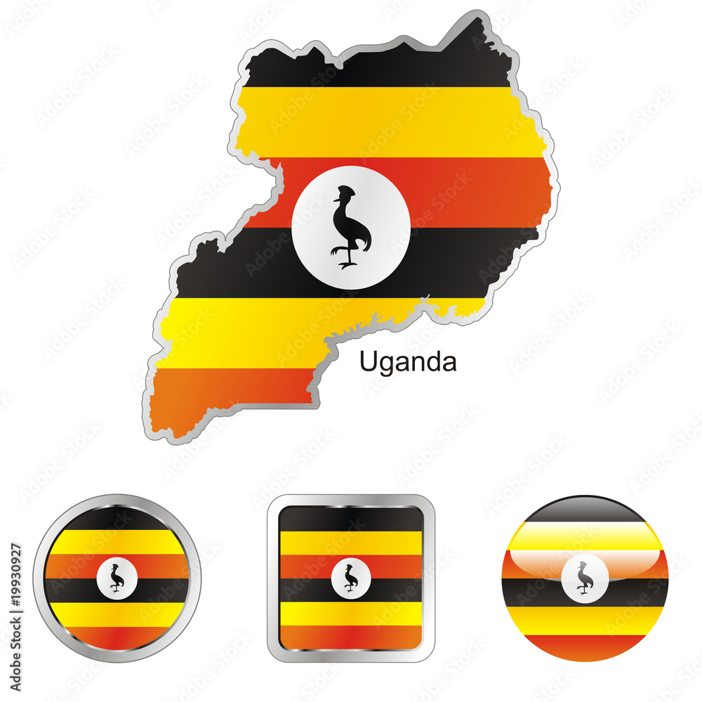 vector flag of uganda in map and web buttons shapes Stock Vector ...