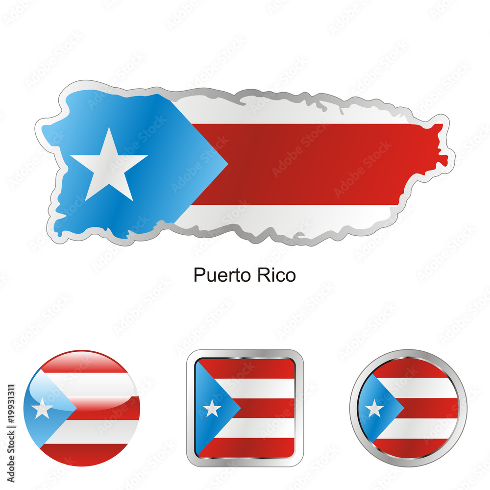 vector flag of puerto rico in map and web buttons shapes Stock Vector ...