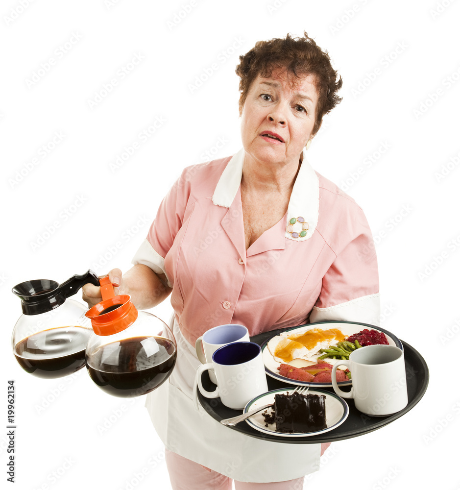 Overworked Waitress Stock Photo | Adobe Stock