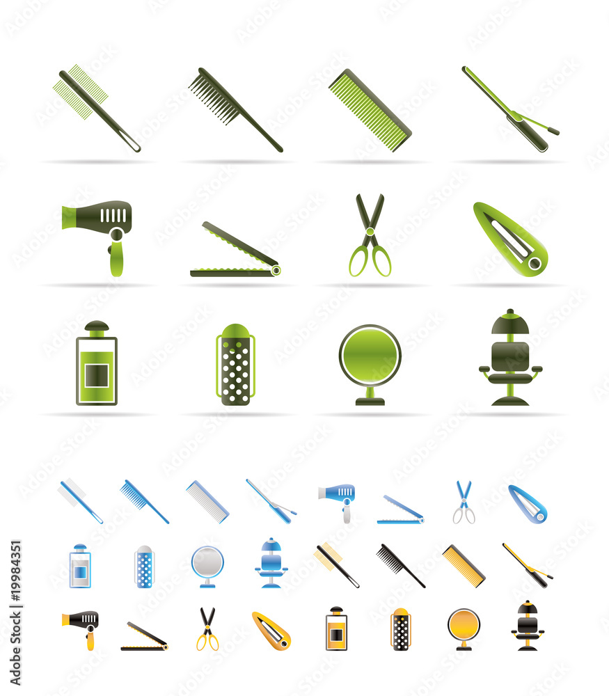 Vecteur Stock hairdressing, coiffure and make-up icons - vector Icon ...