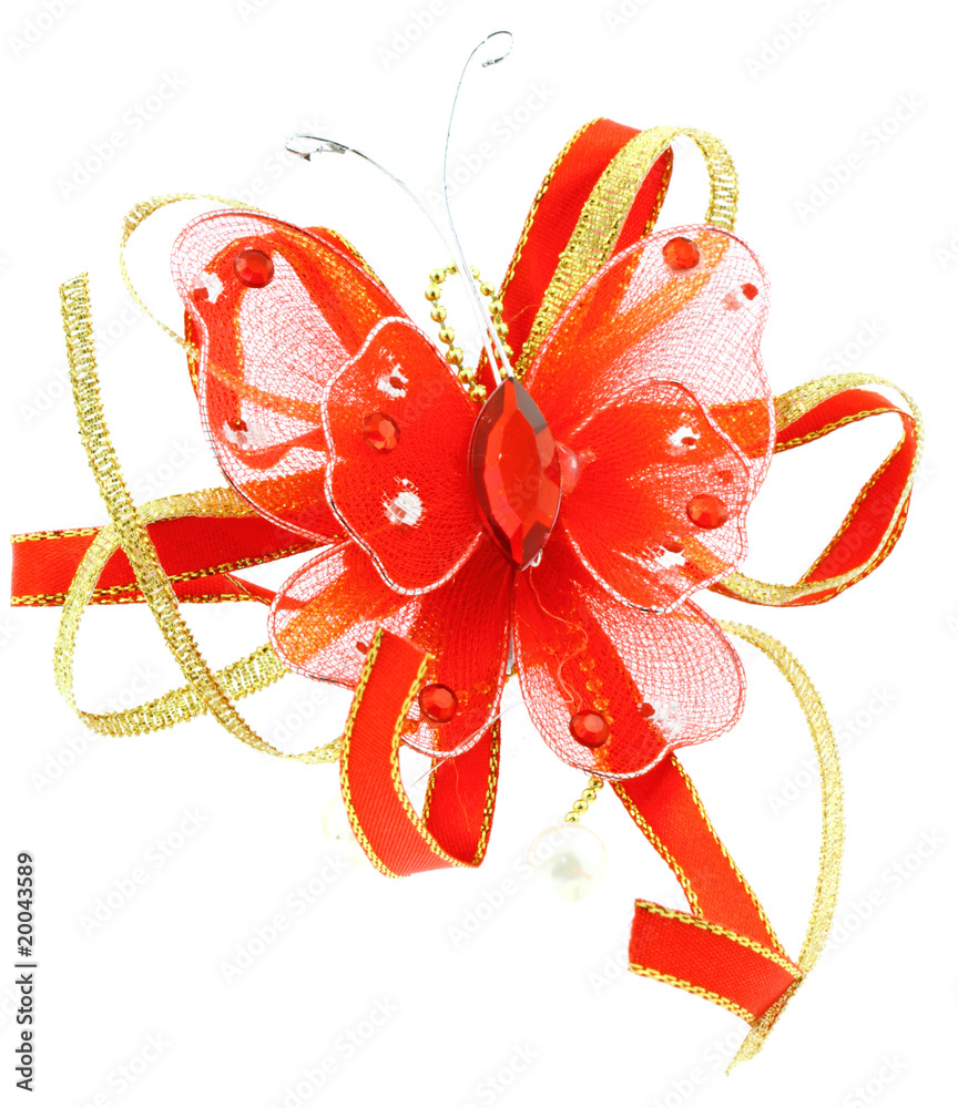 ruban papillon rouge décoration fond blanc Stock Photo | Adobe Stock
