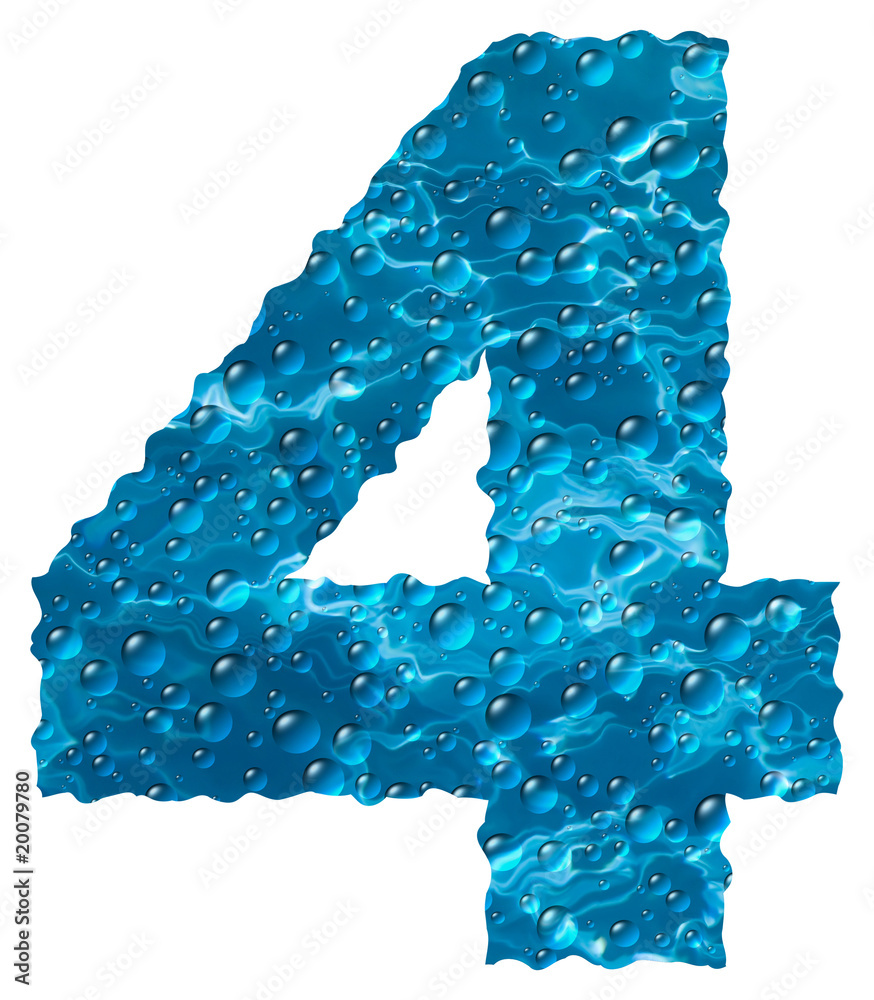 Bubbly Water Font Number Four - 4 Stock Illustration | Adobe Stock