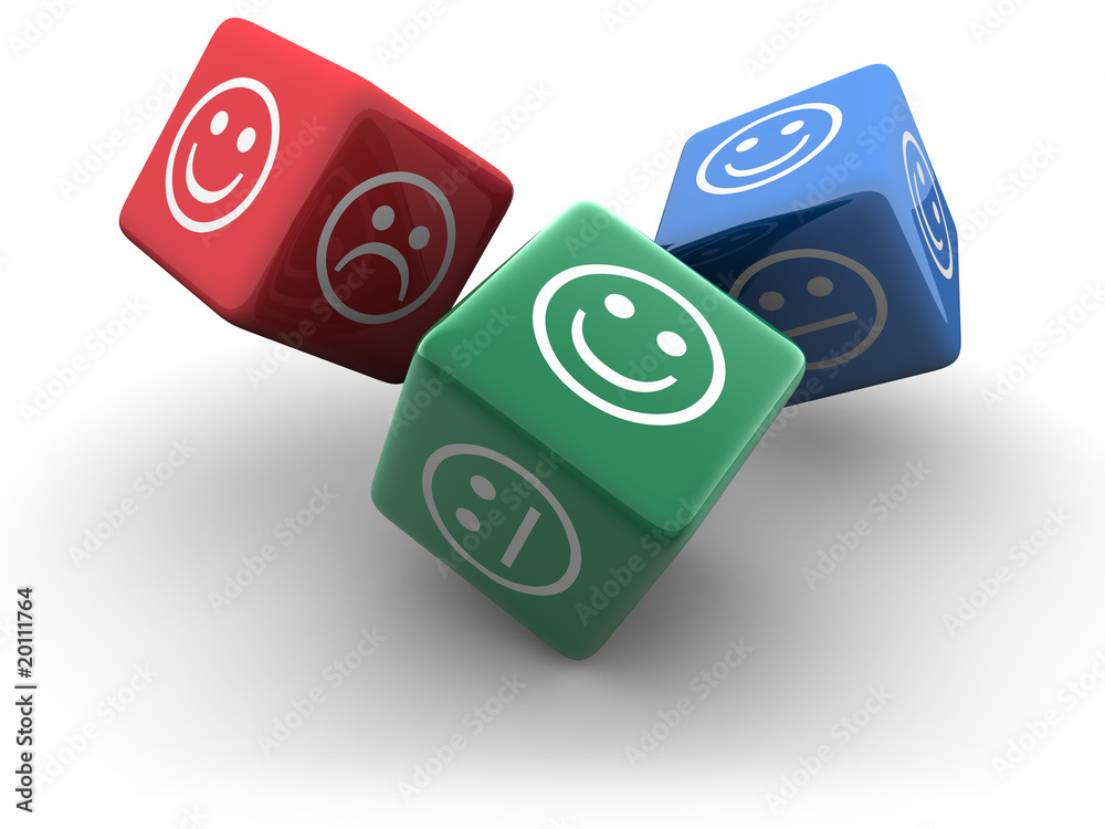 3d dice with smileys - RGB colours Stock-Illustration | Adobe Stock