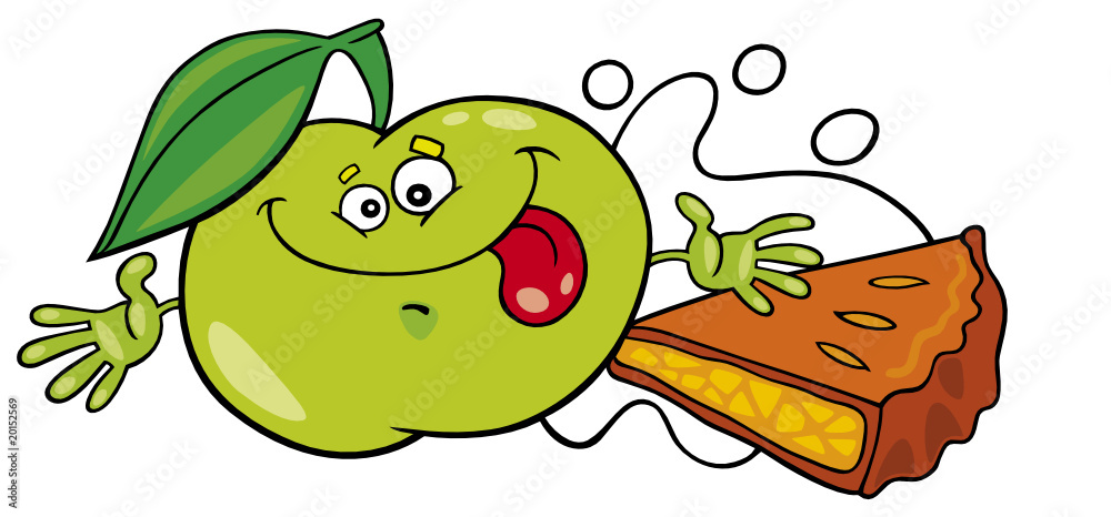 cartoon apple with pie and milk Stock Vector | Adobe Stock