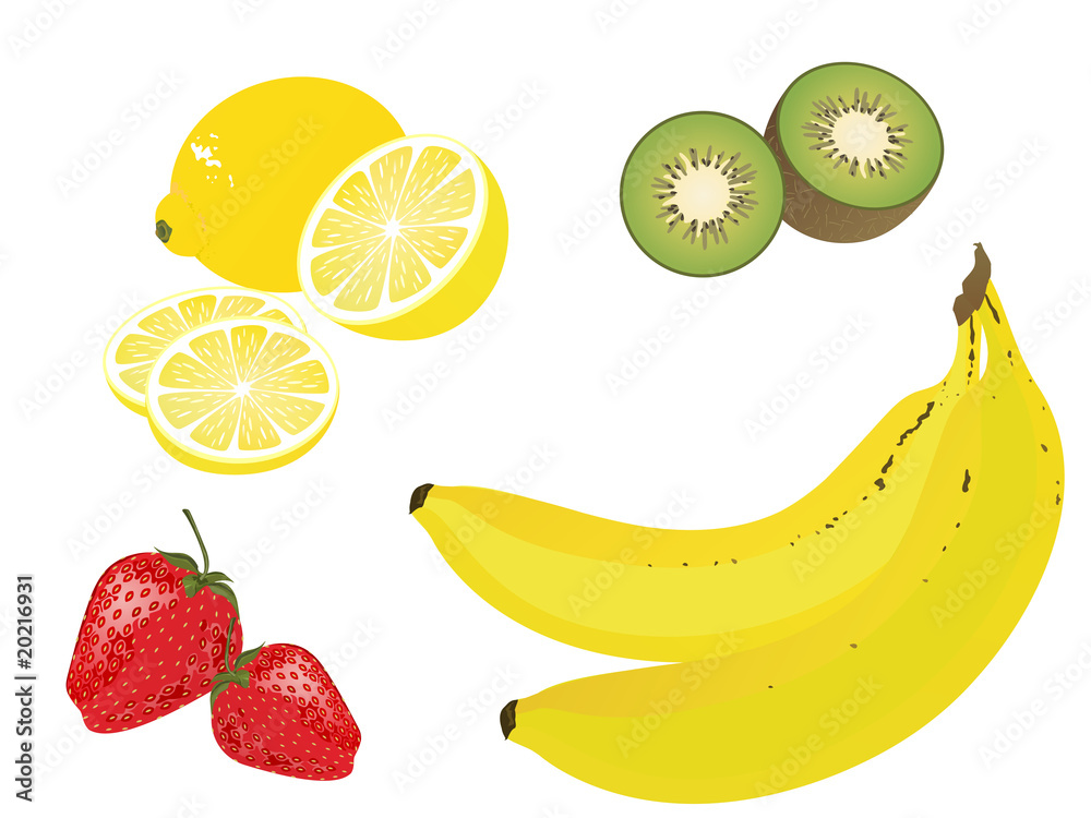 Verschiedene Obstsorten Stock Vector | Adobe Stock