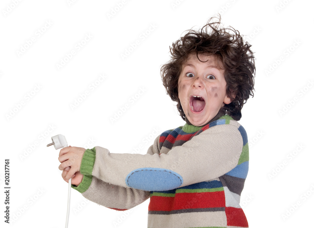Child plug receiving electric shock Stock Photo | Adobe Stock
